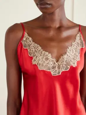 Kiki De Montparnasse Silk-satin Camisole With Lace Trim