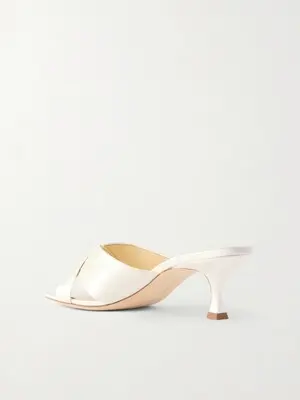 Manolo Blahnik Viera 50 Satin Mules - White