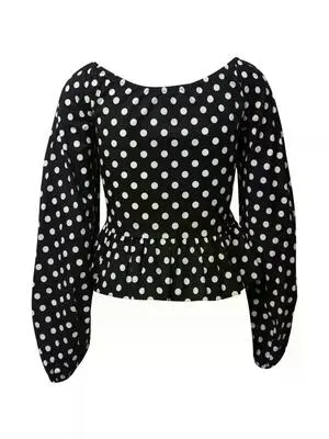 Caroline Constas Polka Dot V-neck Blouse