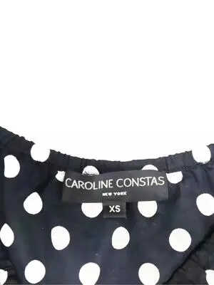 Caroline Constas Polka Dot V-neck Blouse