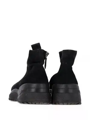 Miu Miu Zip Up Suede Ankle Boots With Platform Sole