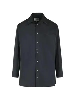 MAISON MARGIELA Pointed Collar Staple Detail Shirt - Black