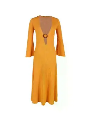 Dodo Bar Or Ribbed Knit Ring Embellished Cut-out Maxi Dress - Orange