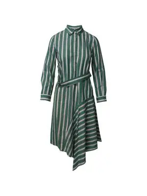 Claudie Pierlot Striped Asymmetric Hem Shirt Dress - Green