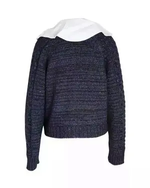 GANNI Cable-knit Poplin Collar Cardigan