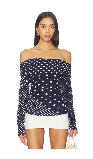 SWF Off Shoulder Wrap Top - Navy