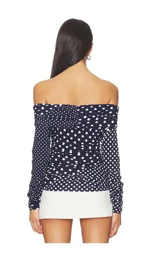 SWF Off Shoulder Wrap Top - Navy