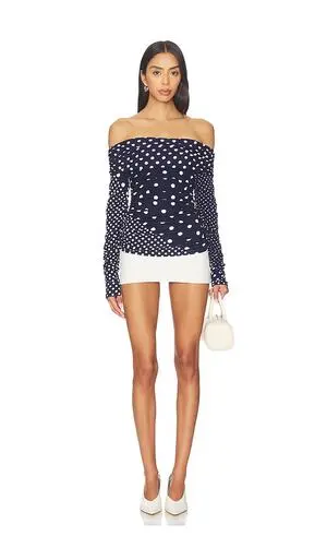 SWF Off Shoulder Wrap Top - Navy