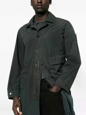 Stone Island Long Parka Coat With Button Fastening