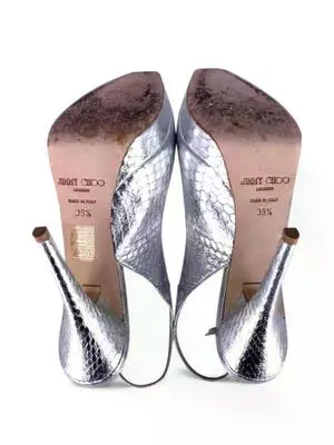 JIMMY CHOO Tone Snakeskin Peep-toe Platform Slingback Pumps