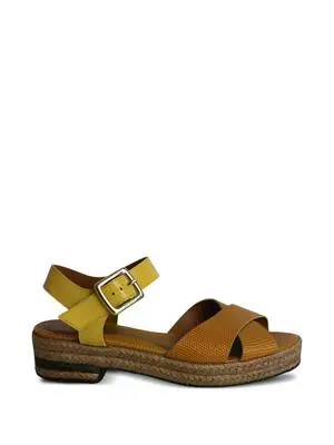 Fendi Cross Ankle Strap Platform Sandals - Brown