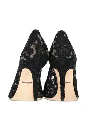 Dolce & Gabbana Lace Embellished Pointed Toe High Heel Pumps - Black