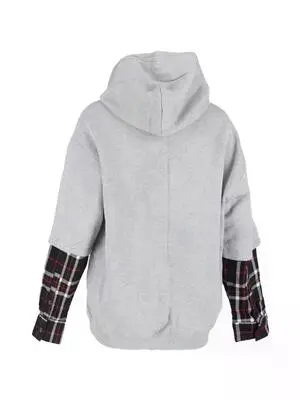 Marni Layered Hoodie With Plaid Sleeves - Grey