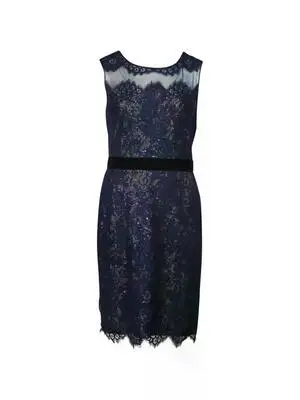 Marchesa Lace Detail Midi Dress - Blue
