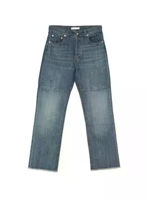 WALES BONNER Panelled Slub Wide-leg Jeans - Blue