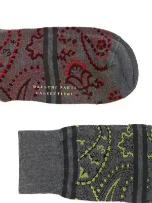 ALTO MILANO Paisley Striped Socks