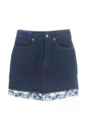 Burberry Printed Hem Denim Mini Skirt - Blue