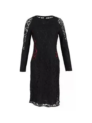 JOSEPH Lace Trim Crewneck Long Sleeve Dress