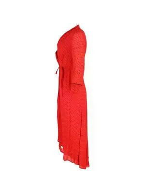 GANNI Polka Dot Wrap Midi Dress