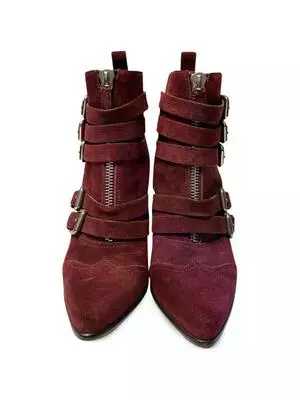 TABITHA SIMMONS Buckled Suede Wedge Boots