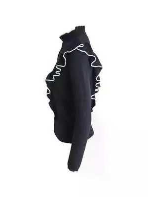 Sandro Ribbed Knit Sweater With Ruffle Trim