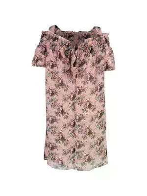 Moschino Off-shoulder Floral Print Dress - Pink