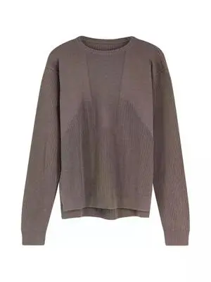 Rick Owens Ribbed Knit Crew Neck Long Sleeve Sweater - Brown
