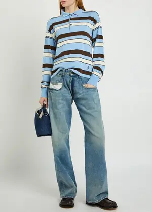JW Anderson Striped Knit Polo Shirt - Blue