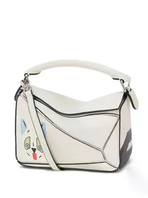Loewe Mini Puzzle Futurista Cat Tote Bag - Neutrals