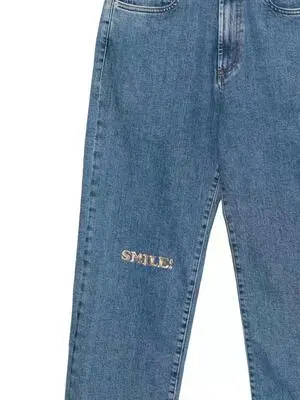 Joshua Sanders Slogan-embroidered Jeans - Blue