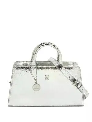 AIGNER Mini Cybill Crackled Tote Bag - Silver