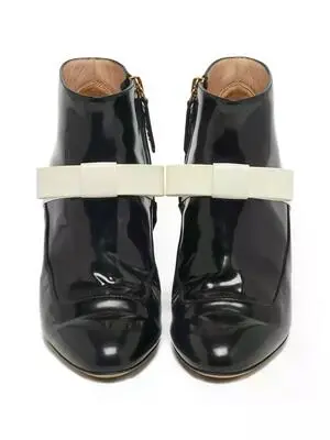 Gucci Patent Leather Bow Detail Ankle Boots
