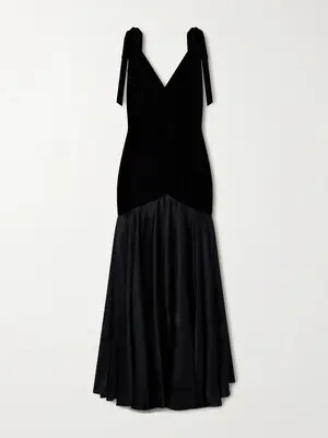 RODARTE Bow-detailed Velvet And Silk-satin Gown