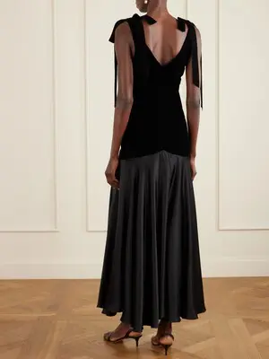 RODARTE Bow-detailed Velvet And Silk-satin Gown