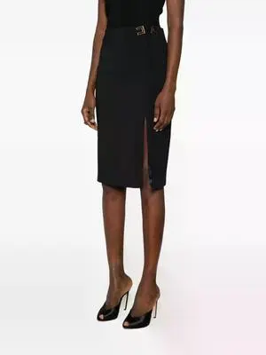 Elisabetta Franchi Midi Skirt With Logo Detail And Slit