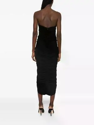 Alexander Wang Strapless Ruched Midi Dress With High-low Hem
