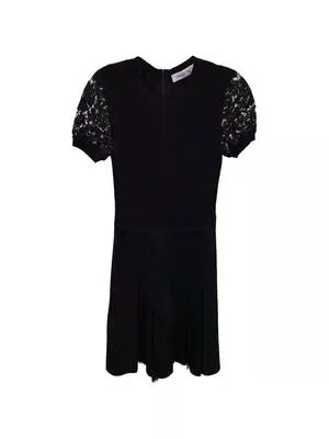 Valentino Garavani Lace-trimmed Puff-sleeved Dress - Black
