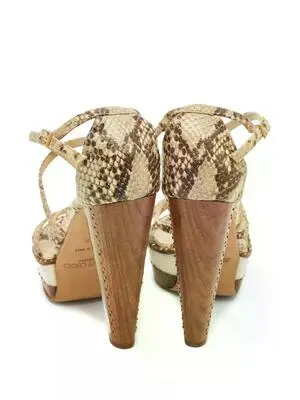 JIMMY CHOO Python-embossed Ankle Strap Platform Sandals
