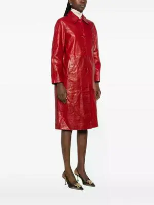 Nour Hammour Croco-embossed Leather Coat