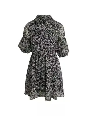 Pinko Puff-sleeve Animal Print Dress - Neutrals