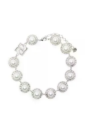 Magda Butrym Crystal Embellished Faux Pearl Necklace - Silver