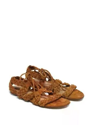 GIANVITO ROSSI Braided Suede Lace-up Sandals