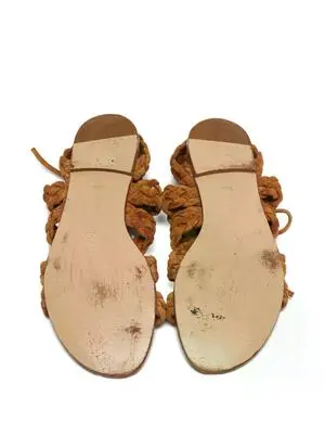 GIANVITO ROSSI Braided Suede Lace-up Sandals