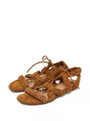 GIANVITO ROSSI Braided Suede Lace-up Sandals