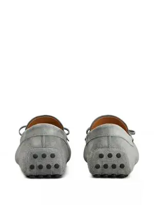 TOD'S Suede Slip-on Boat Shoes With Bow Detailing - Grey