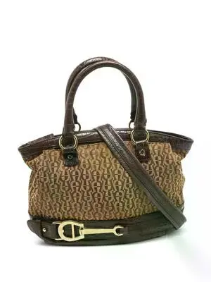 AIGNER Patterned Satchel Tote Bag With Buckle Accent