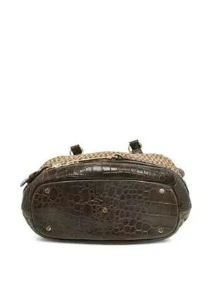 AIGNER Patterned Satchel Tote Bag With Buckle Accent