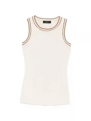 Fabiana Filippi Sleeveless Crewneck Tank Top With Contrast Trim - Neutrals