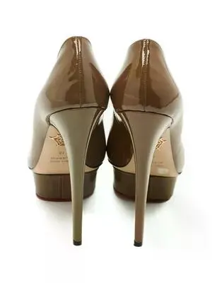 CHARLOTTE OLYMPIA Patent Leather Platform Peep-toe Pumps - Brown