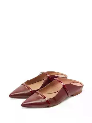 MALONE SOULIERS Burgundy Leather Pointed Toe Mules - Red